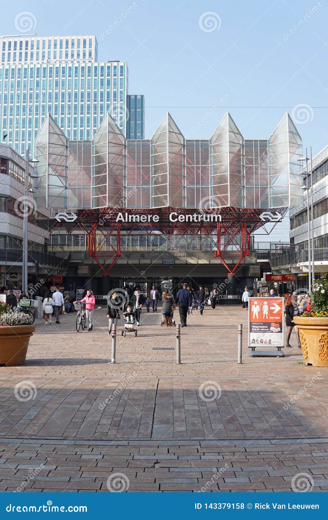 Almere Centrum Train Station and Stationsplein in Almere, the ...