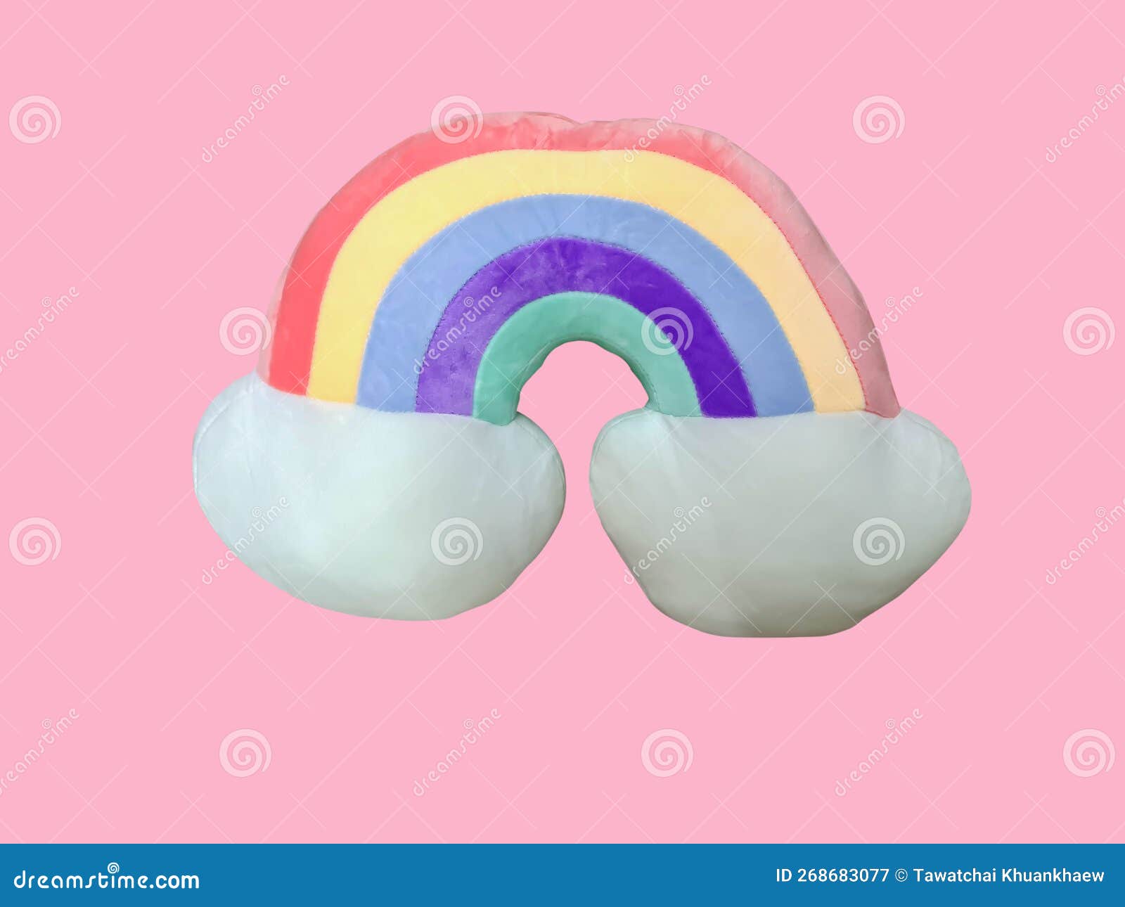 Almohada Lindo Arco Iris Sobre Fondo Rosa Aislado Imagen de archivo ...