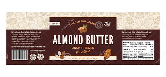 Almond Butter Label and Packaging Design Template Stock Vector ...