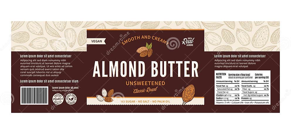 Almond Butter Label and Packaging Design Template Stock Vector ...