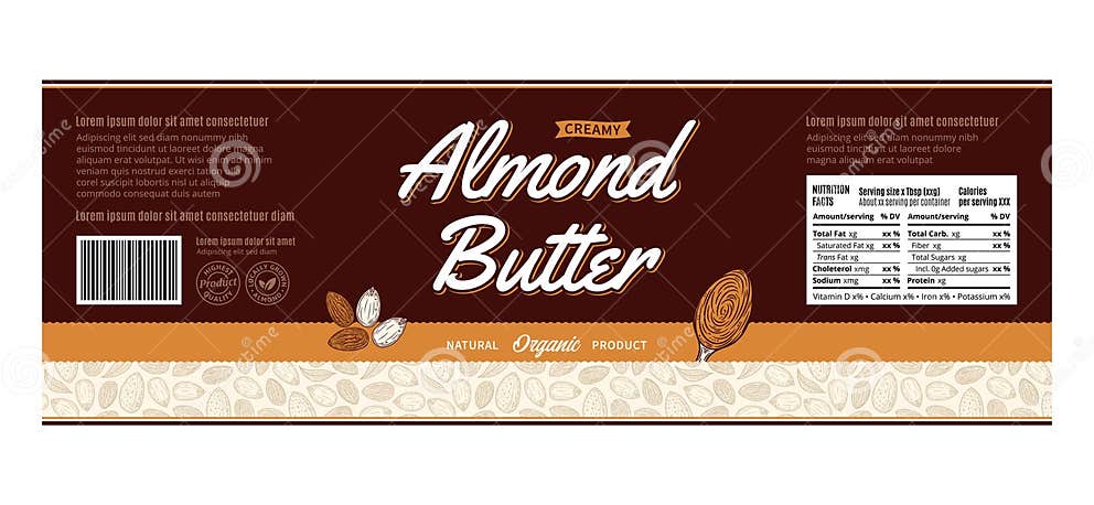 Almond Butter Label and Packaging Design Template Stock Vector ...