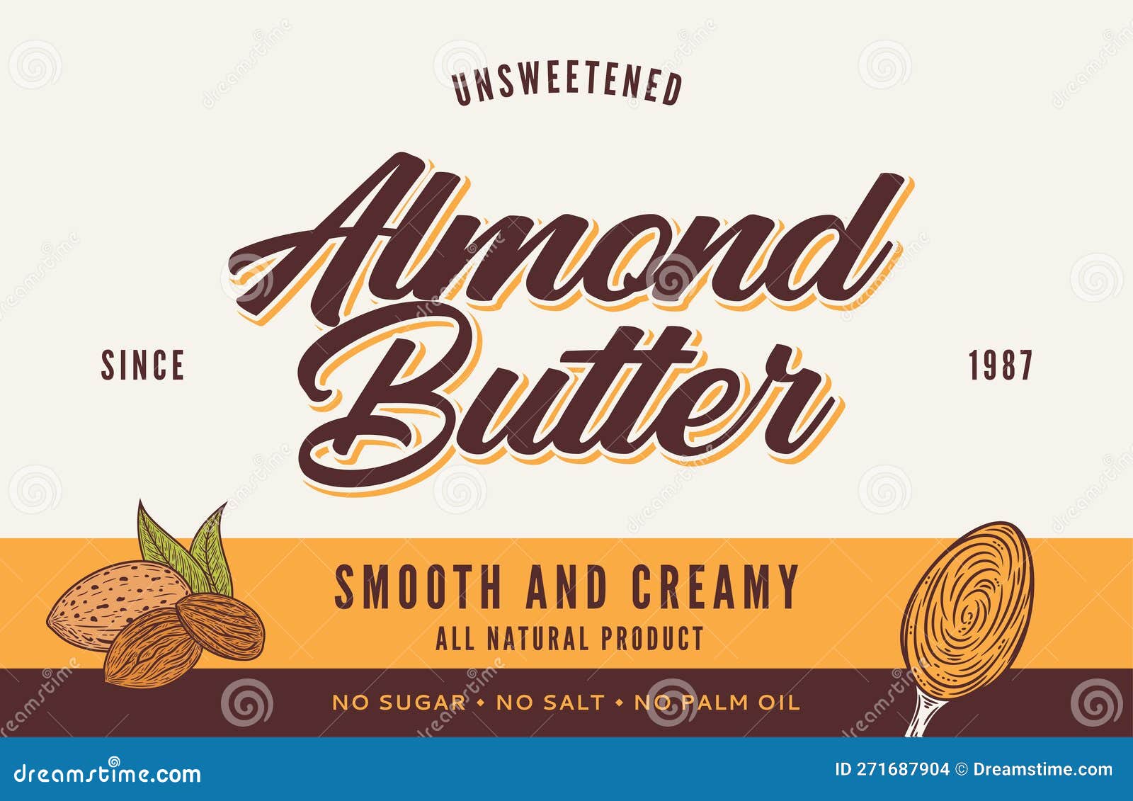 Almond Butter Label and Packaging Design Template Stock Vector ...