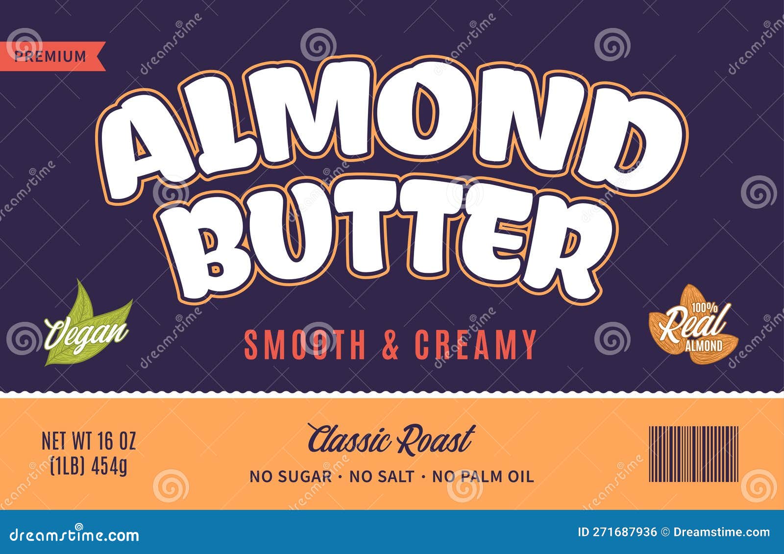 Almond Butter Label and Packaging Design Template Stock Vector ...