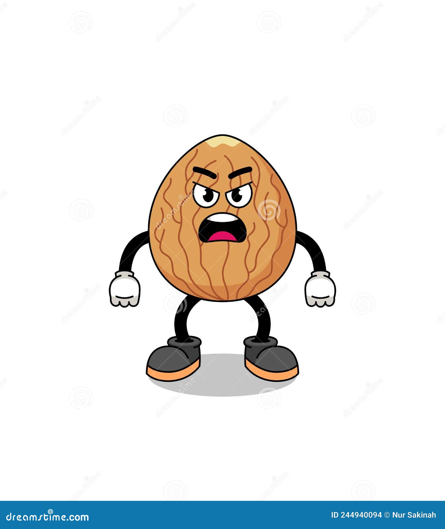 Almond Cartoon Illustration with Angry Expression Stock Vector ...
