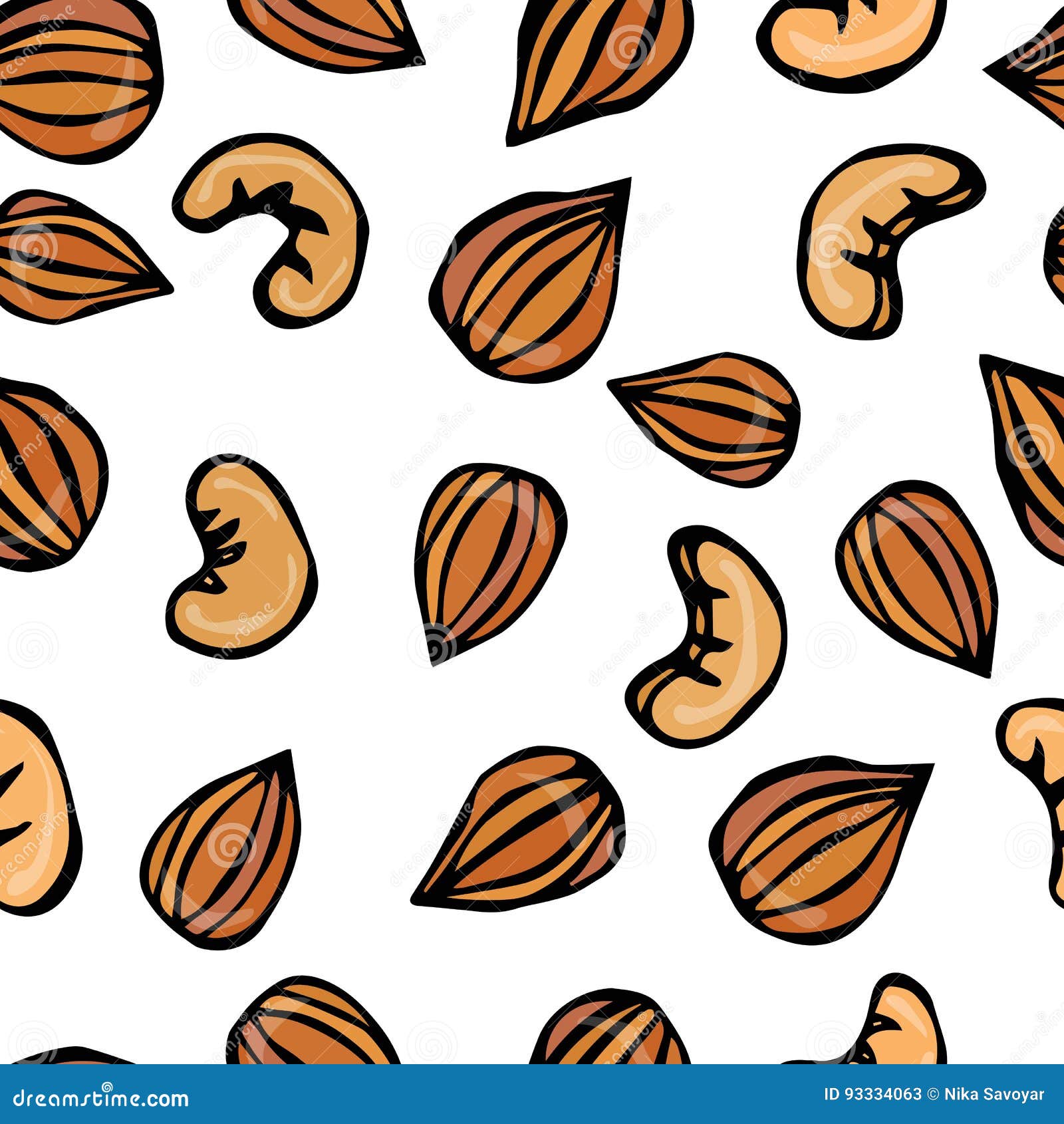 Almond And Cashew Nuts Seamless Realistic Vector Illustration Isolated