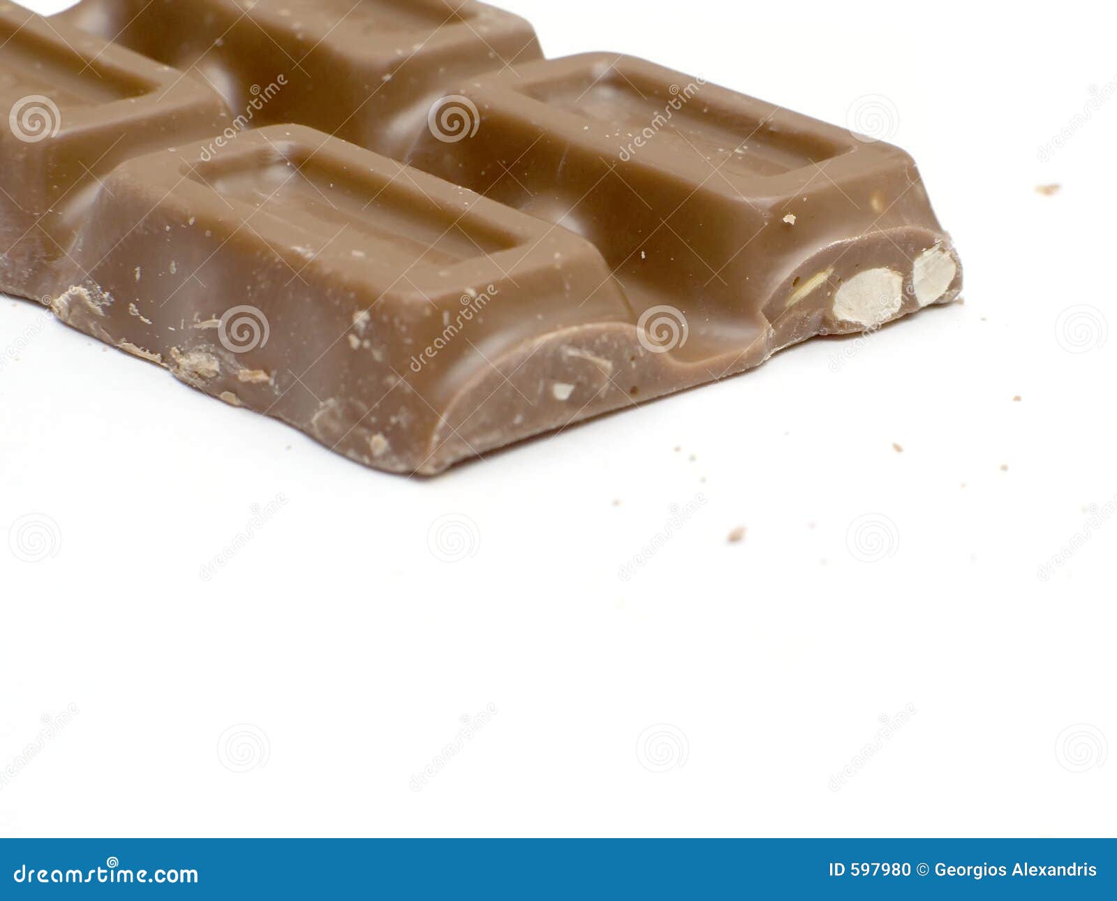Almond Chocolate Bar Section Stock Photo - Image of bitten, treat: 597980