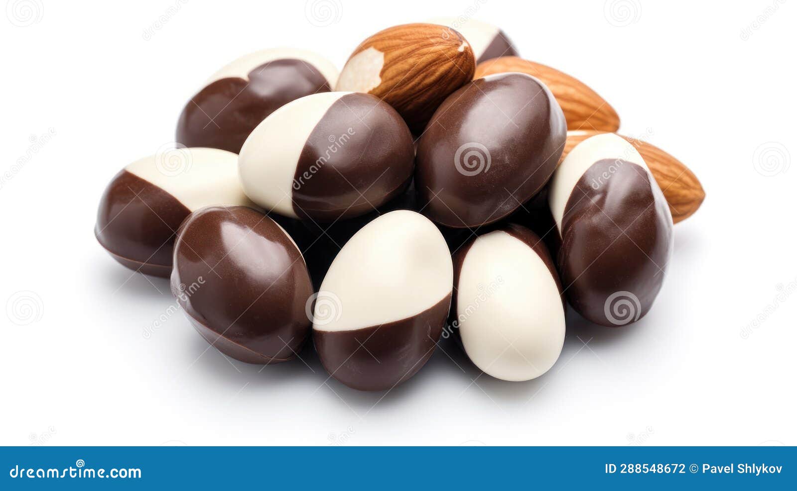Almond Chocolate Blast Fly Chocolate Nuts Isolated on White Isolated ...