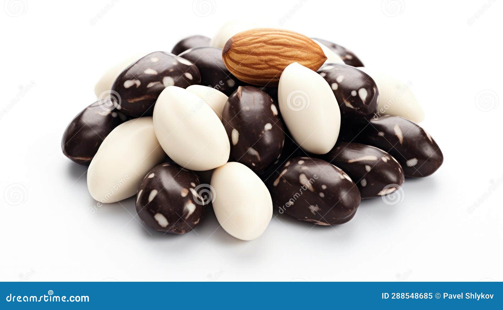 Almond Chocolate Blast Fly Chocolate Nuts Isolated on White Isolated ...