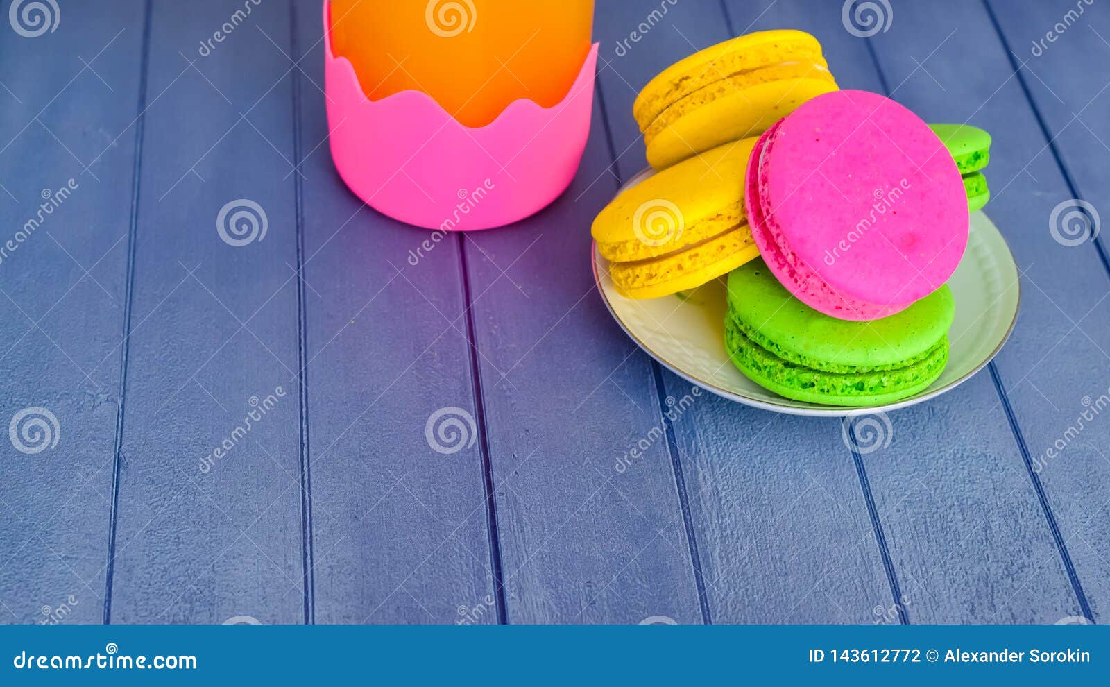 Almond Cookies of Different Colors on the Table Stock Photo - Image of ...