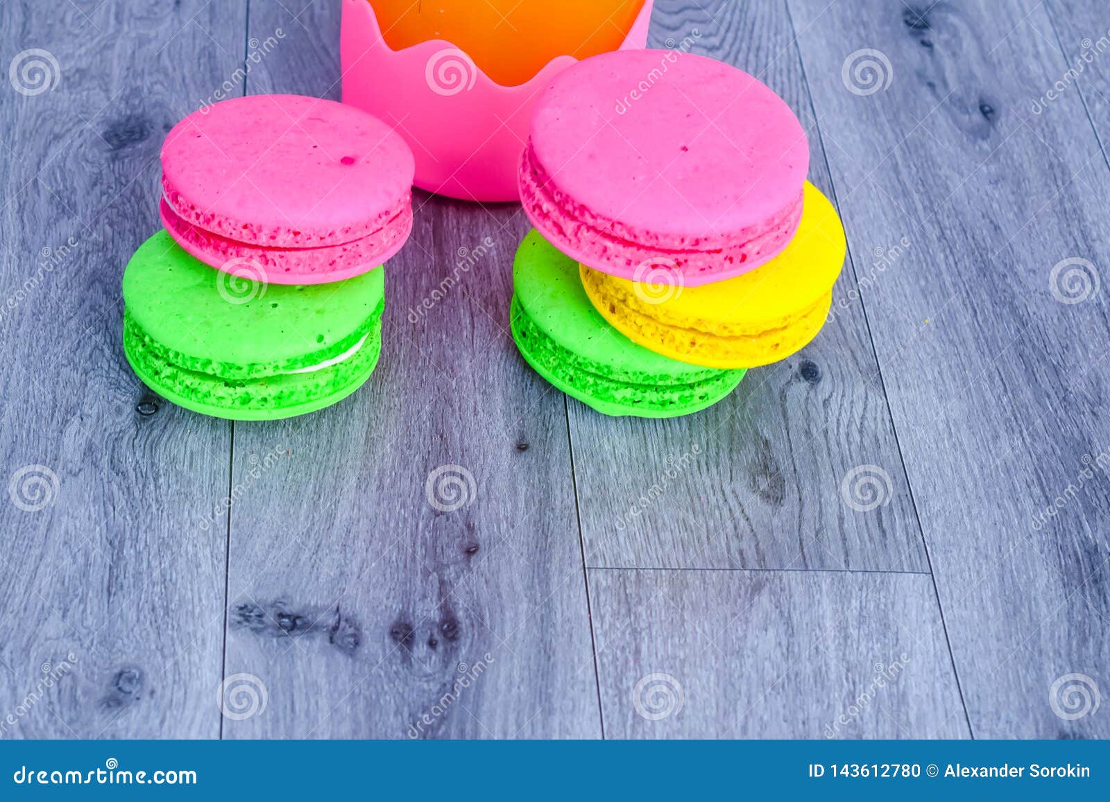 Almond Cookies of Different Colors on the Table Stock Photo - Image of ...