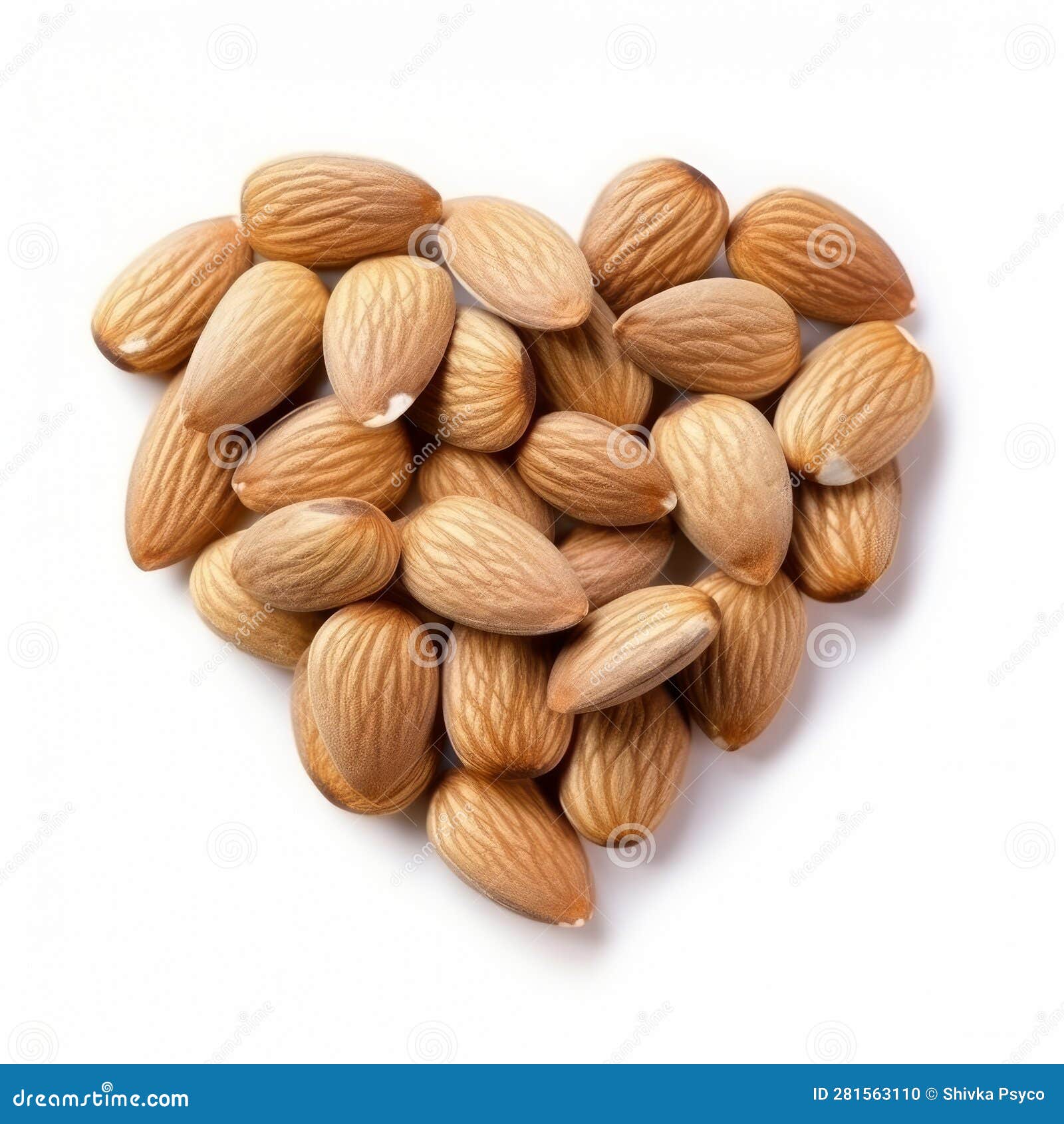 Almond Heart on White Background Generative AI Stock Illustration ...