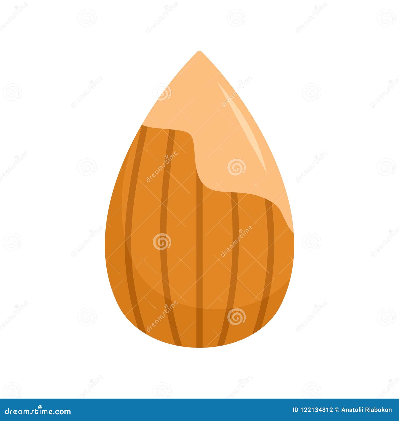 Almond icon, flat style stock vector. Illustration of design - 122134812
