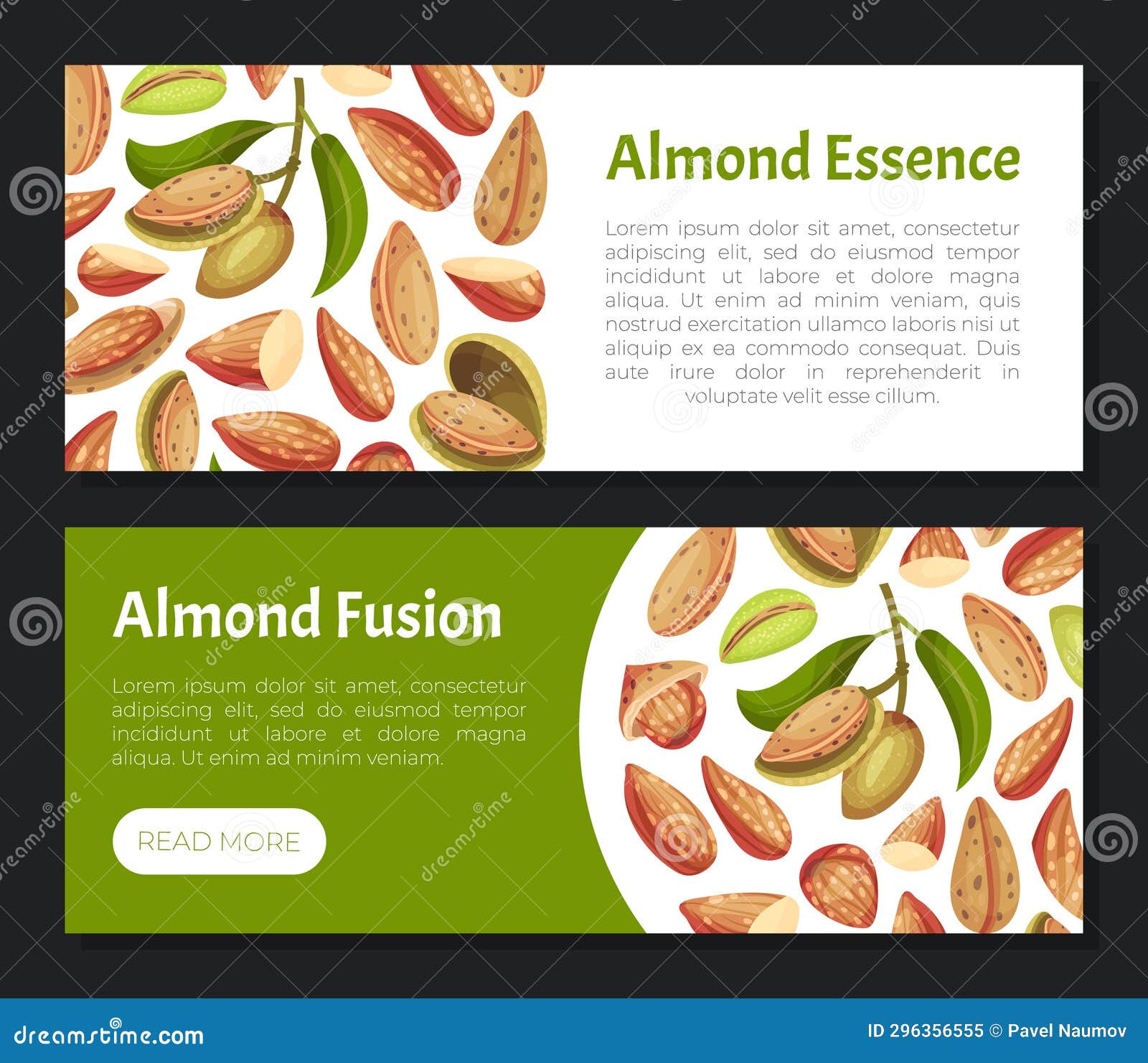 Almond Nut Banner Design with Shell and Kernel Vector Template Stock ...