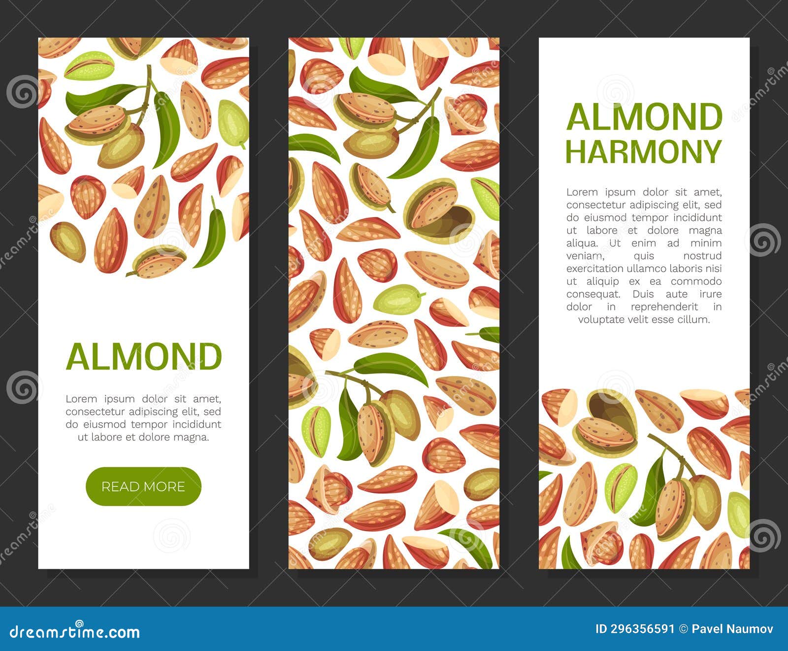 Almond Nut Banner Design with Shell and Kernel Vector Template Stock ...