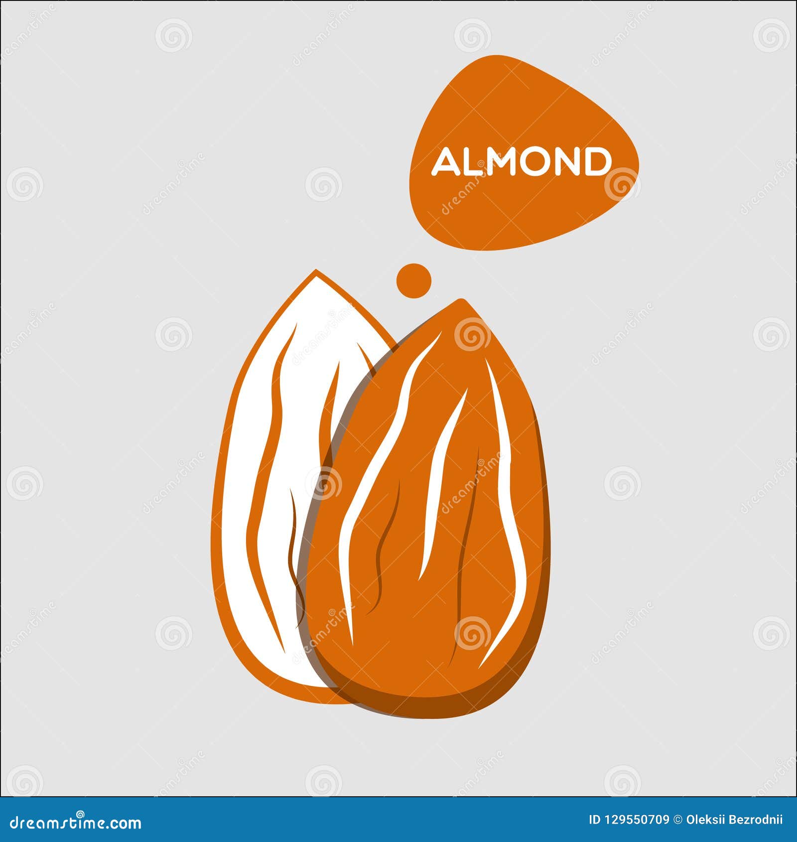 Almond nut icon stock vector. Illustration of brown - 129550709