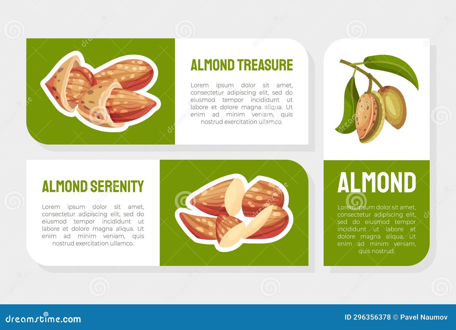 Almond Nut Label Design with Shell and Kernel Vector Template Stock ...