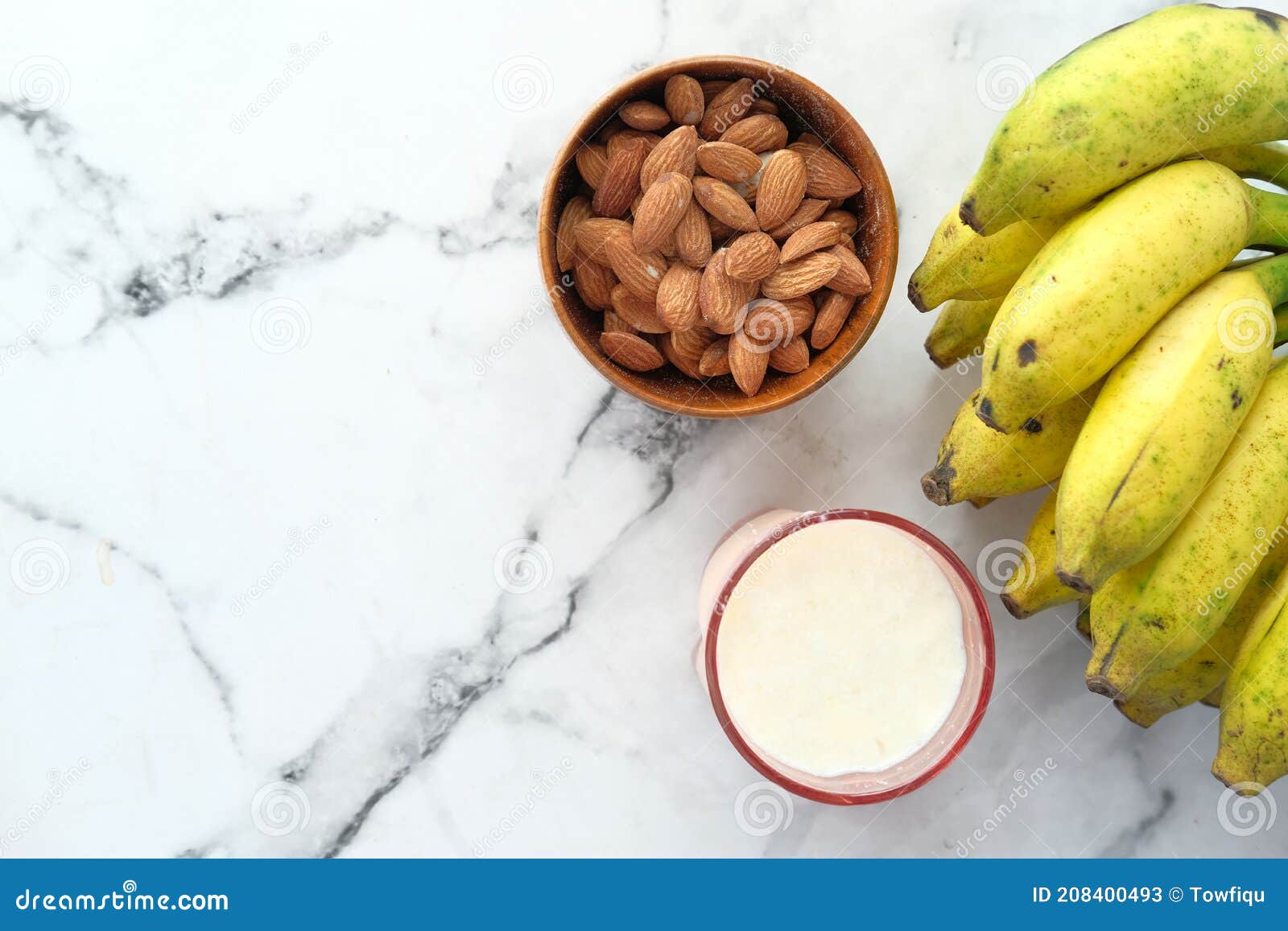 Almond Nut and Milk on Table Top Down Stock Image - Image of bitter ...