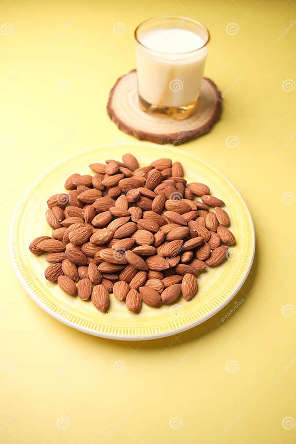 Almond Nut and Milk on Table Stock Photo - Image of drink, bowl: 254417922