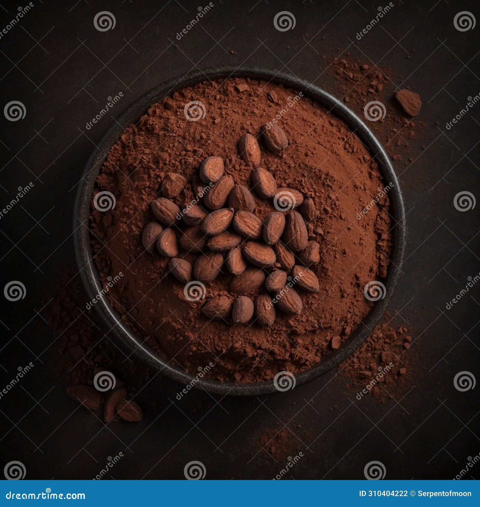 Almond Nuts in Cocoa Powder on a Table Stock Illustration ...