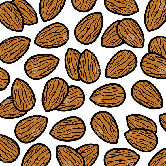Almond Pattern Background Set. Collection Icons Almond Stock ...