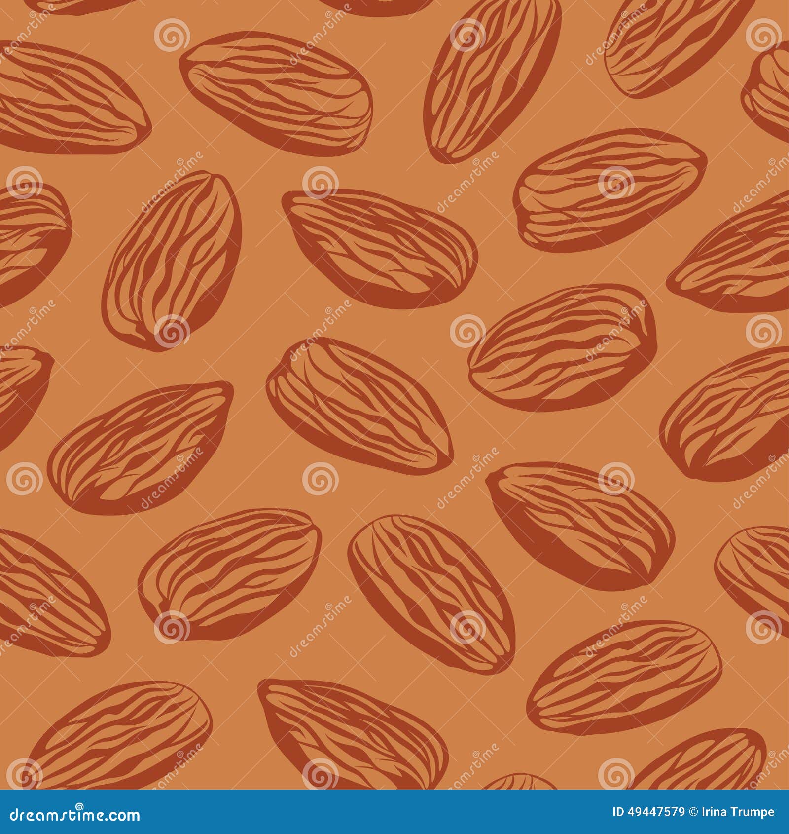 Almond seamless pattern stock vector. Illustration of ingredient - 49447579