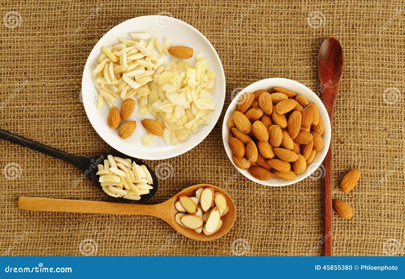 Almond and sliced almond stock photo. Image of food, health - 45855380