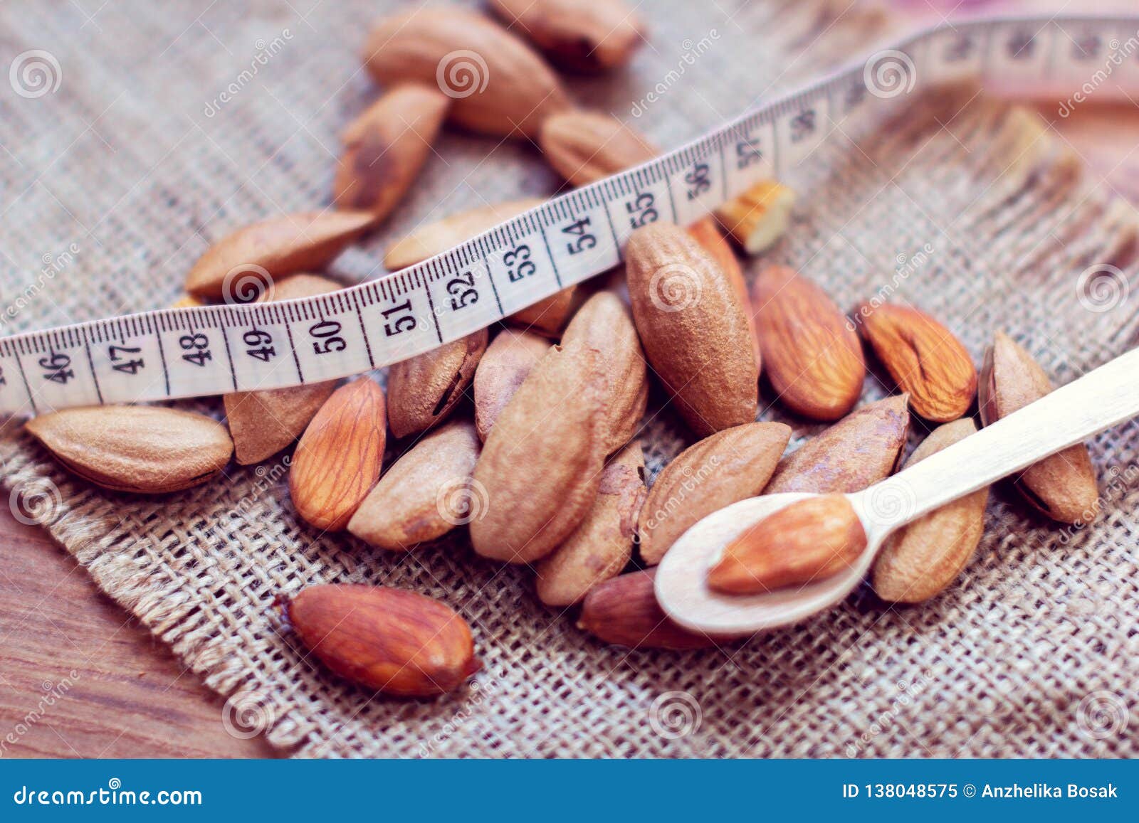 Almond and tape measure stock image. Image of sackcloth - 138048575