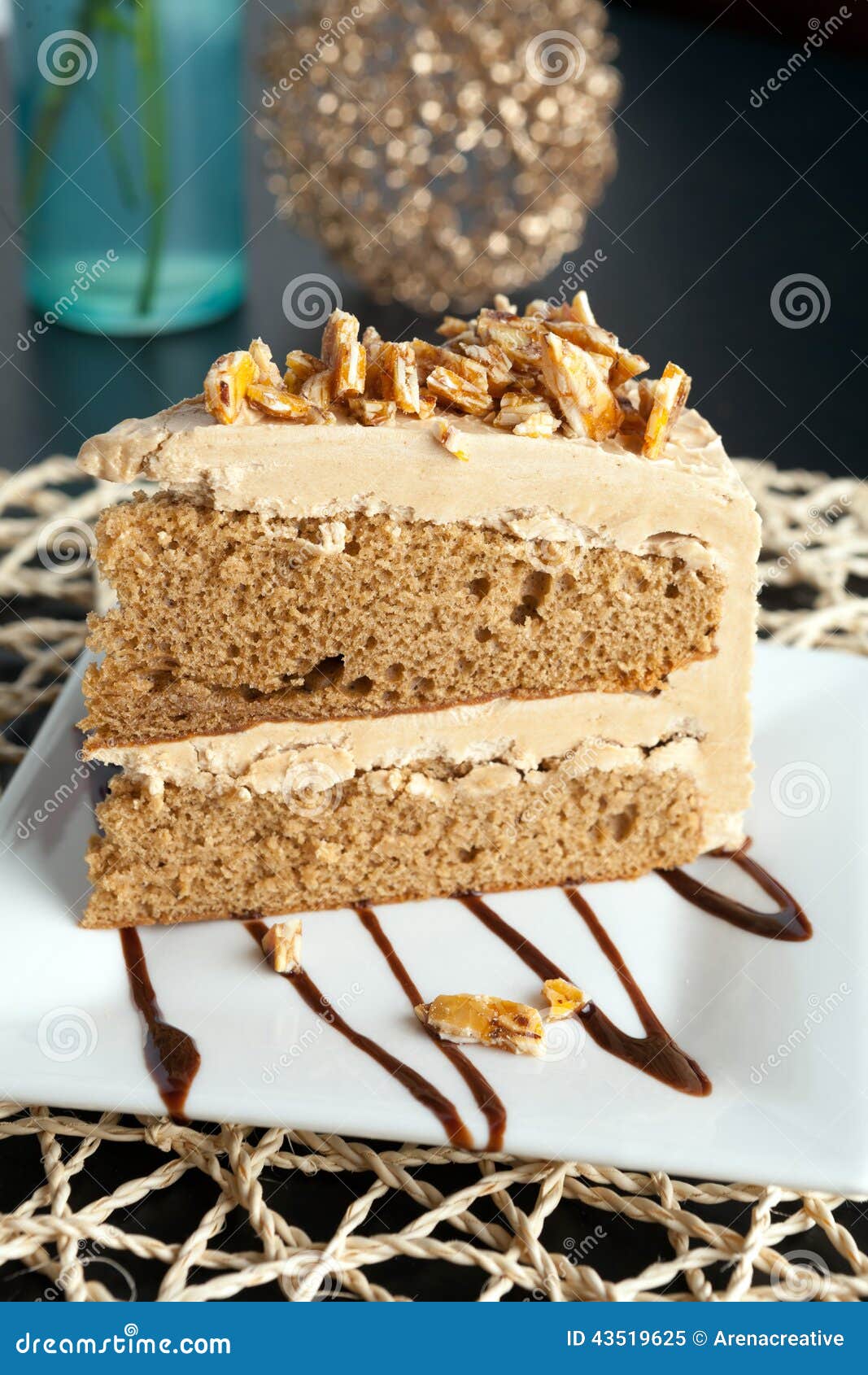 Almond Toffee Cake stock image. Image of frosted, slice - 43519625