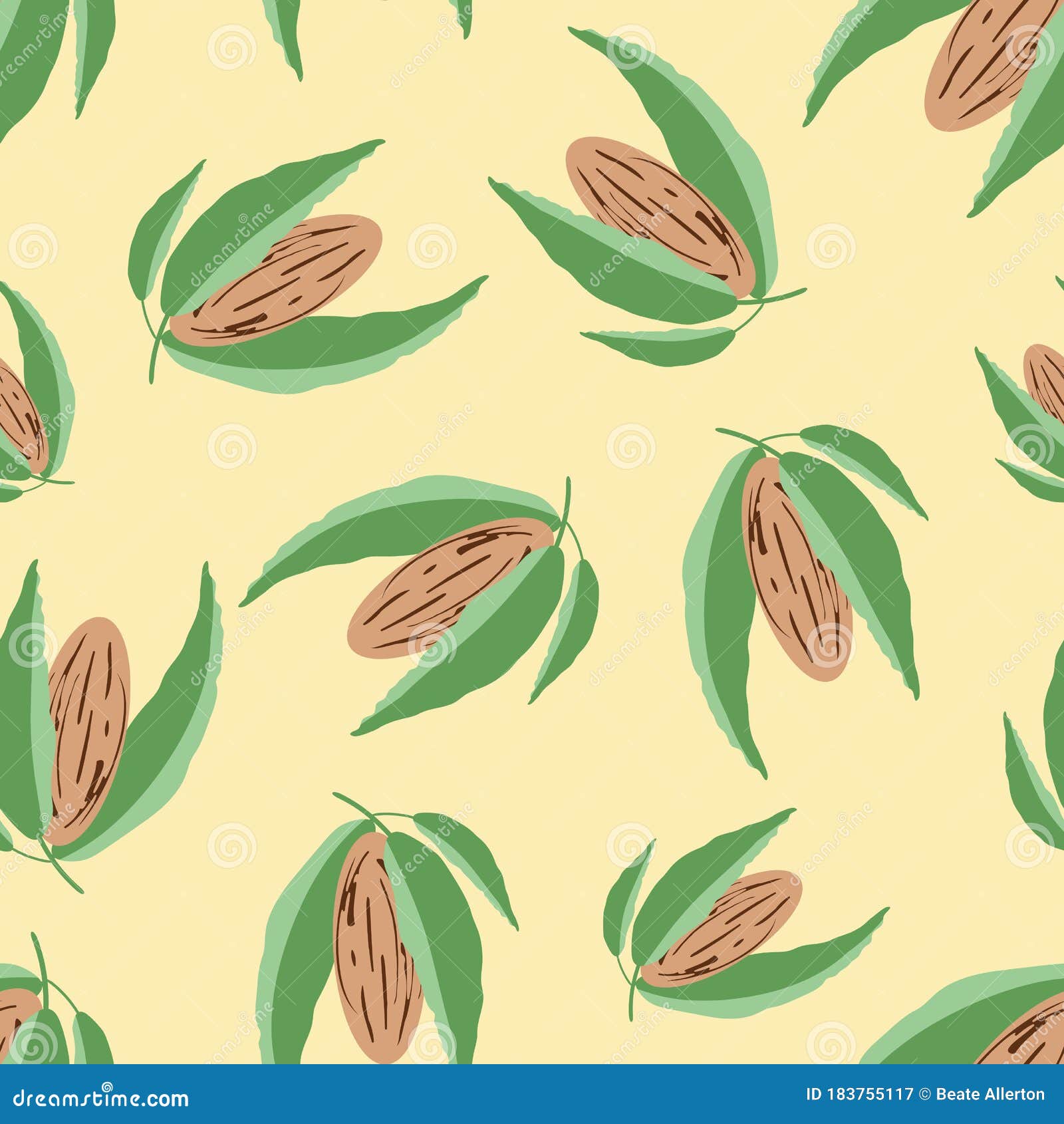 Almond Vector Seamless Pattern Background. Clusters of Assorted Brown ...