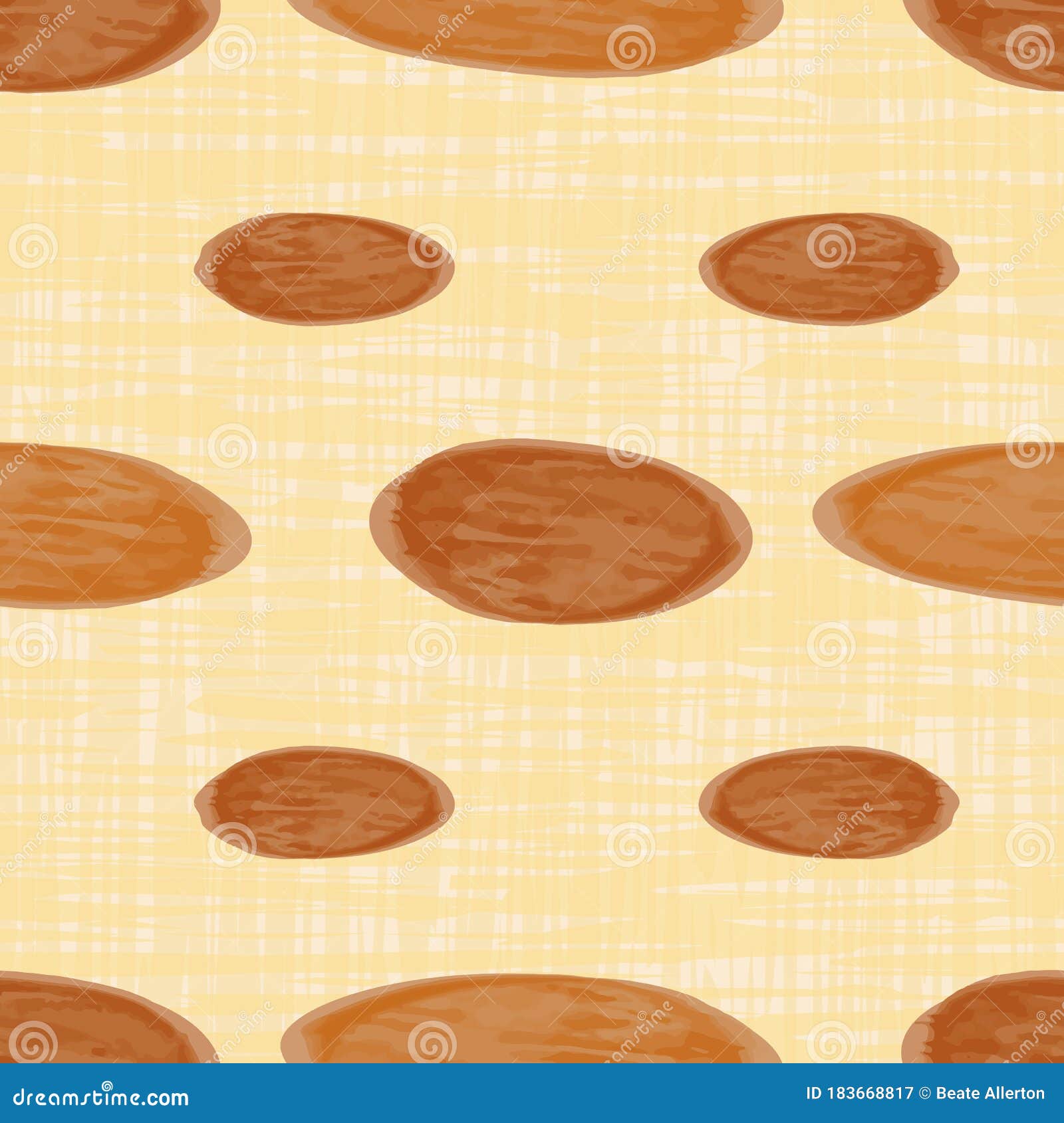 Almond Vector Seamless Pattern Background. Hand Drawn Nuts On Textured ...