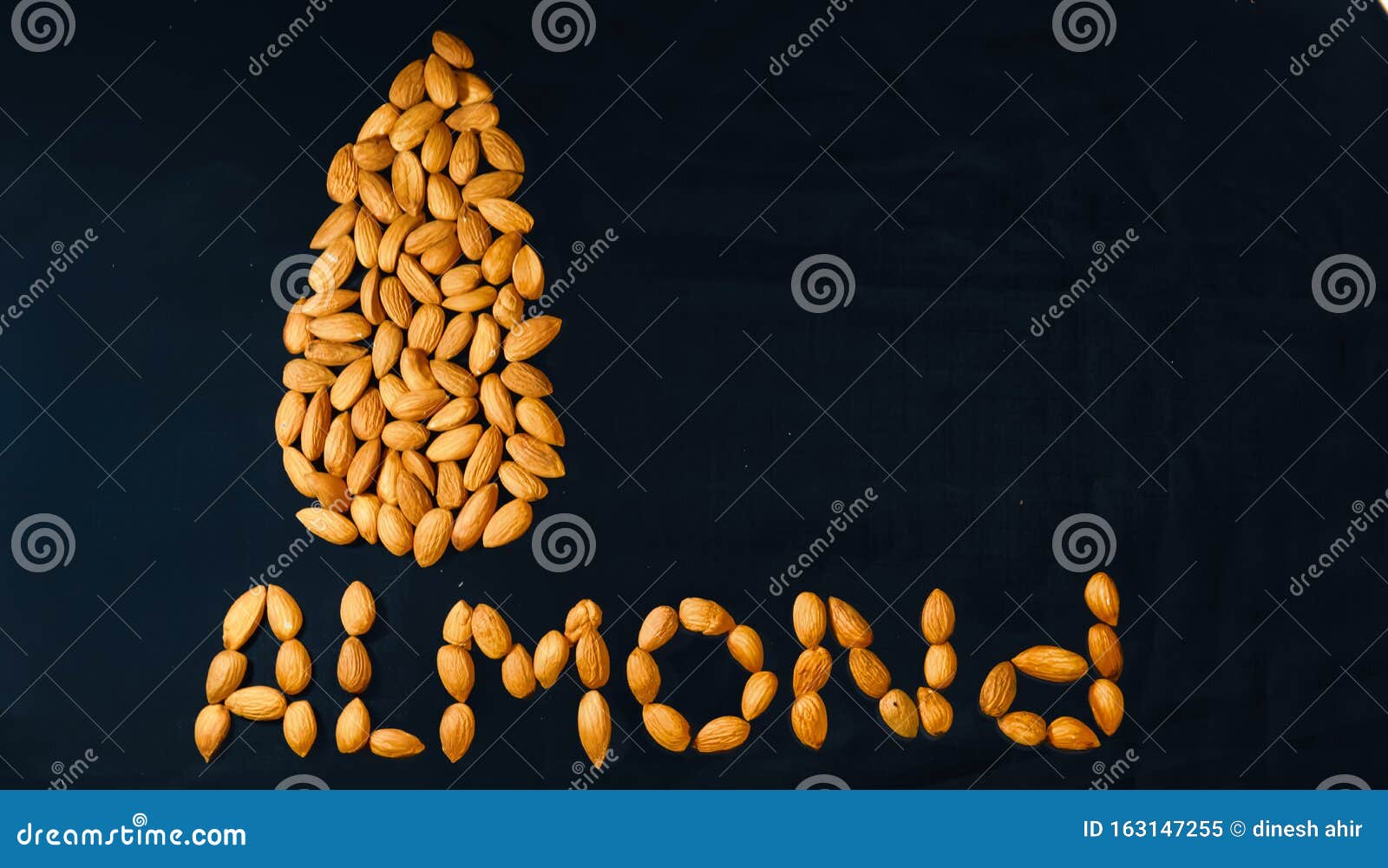 Almond Written Text on Black Background,big Almond Symbol on Black ...