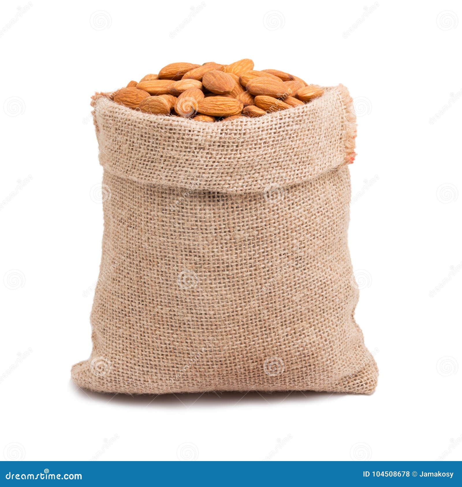Almonds in Bag from Sacking Stock Photo - Image of metal, small: 104508678