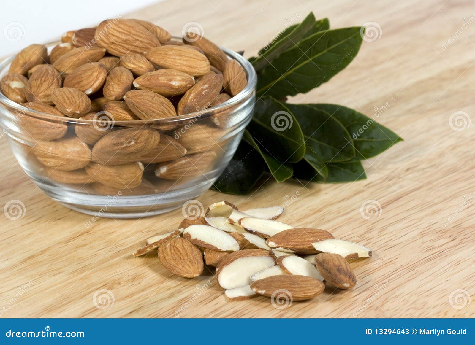 Almonds in Bowl stock image. Image of marilyngould, glass - 13294643