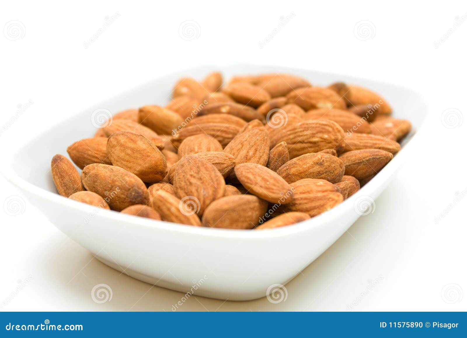Almonds in Bowl Over White Background Stock Photo - Image of tasty ...