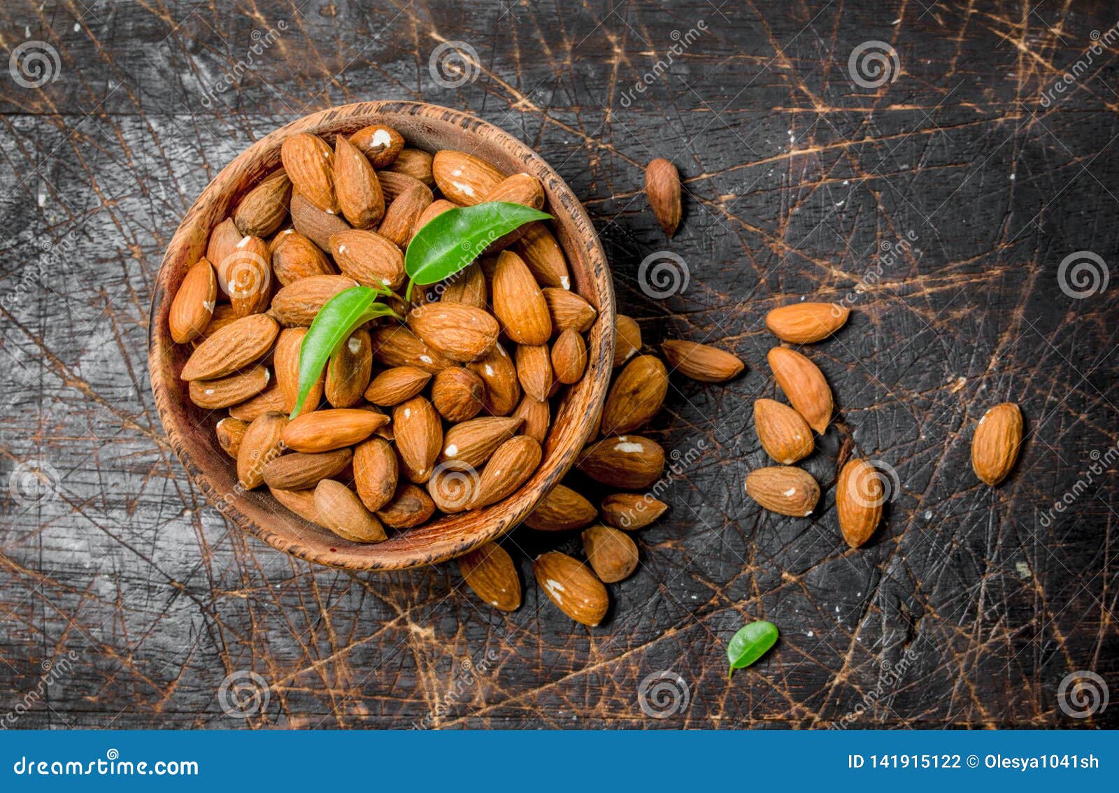 Almonds in bowl stock photo. Image of food, protein - 141915122