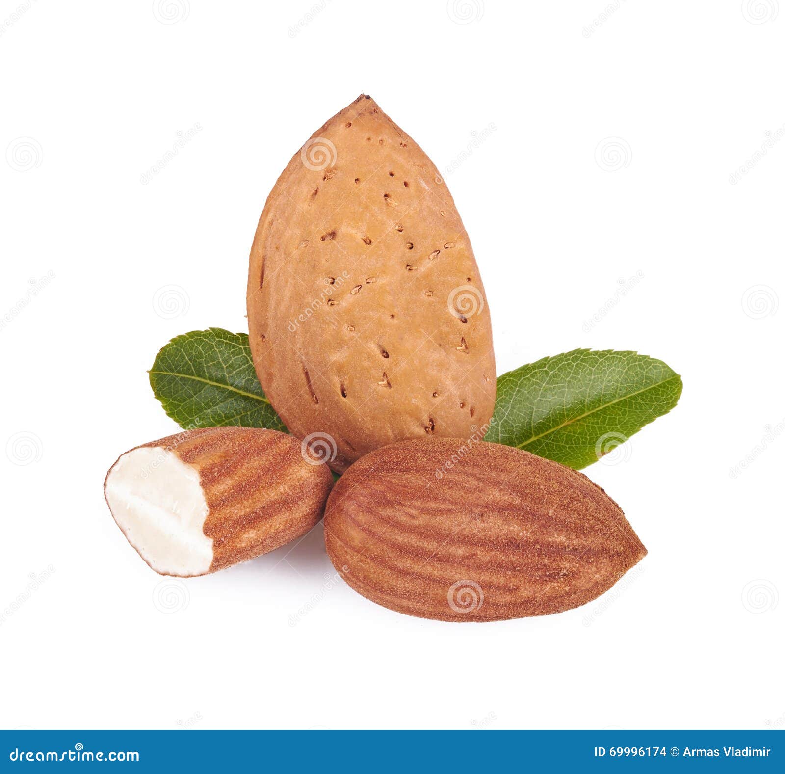 Almonds in close-up stock photo. Image of almond, horizontal - 69996174