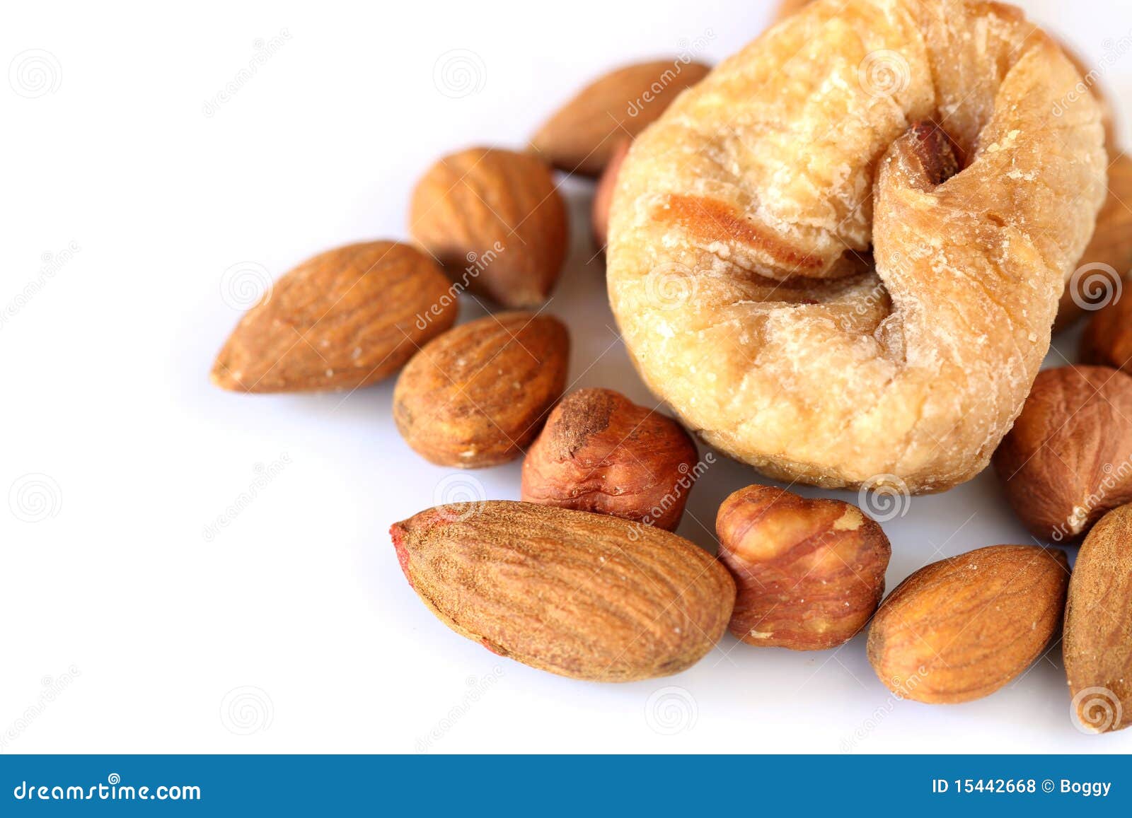 Almonds and dry fig stock photo. Image of nutrition, dessert - 15442668
