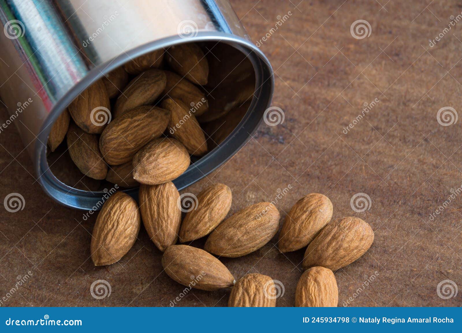 Almonds Falling Out of Metal Can Stock Photo - Image of seed, protein ...