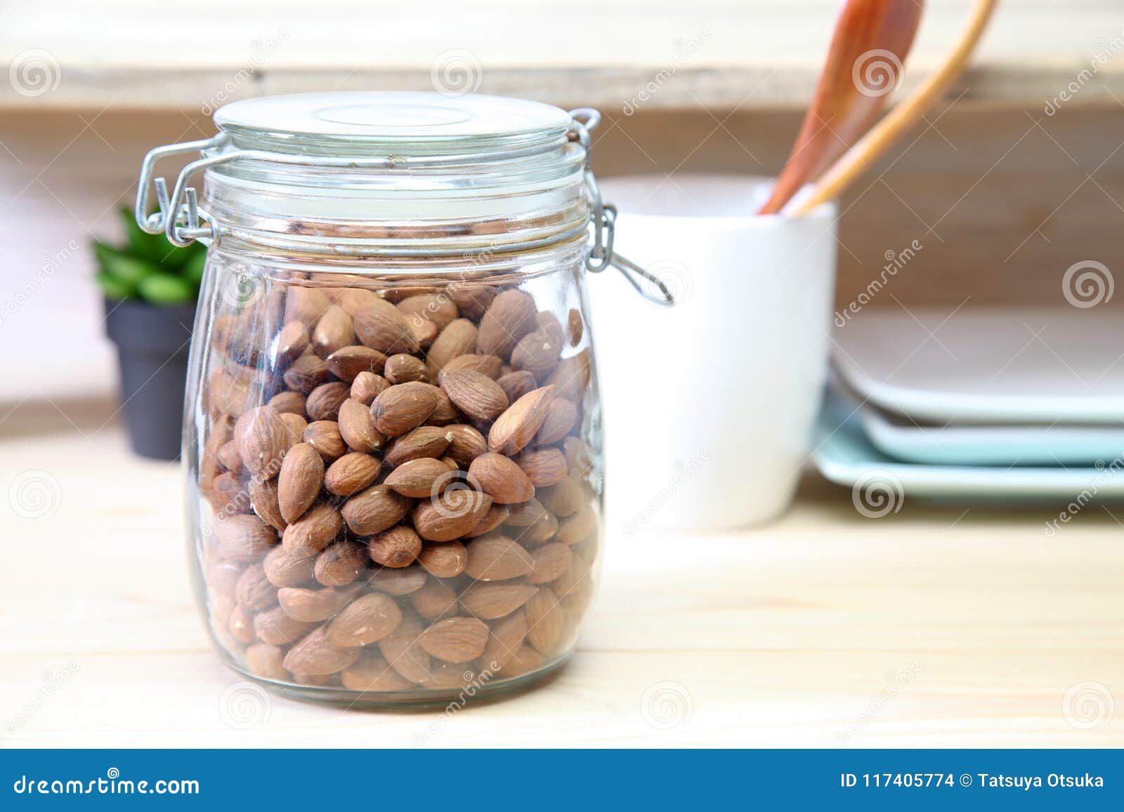 Almonds in a glass jar stock photo. Image of food, almond - 117405774