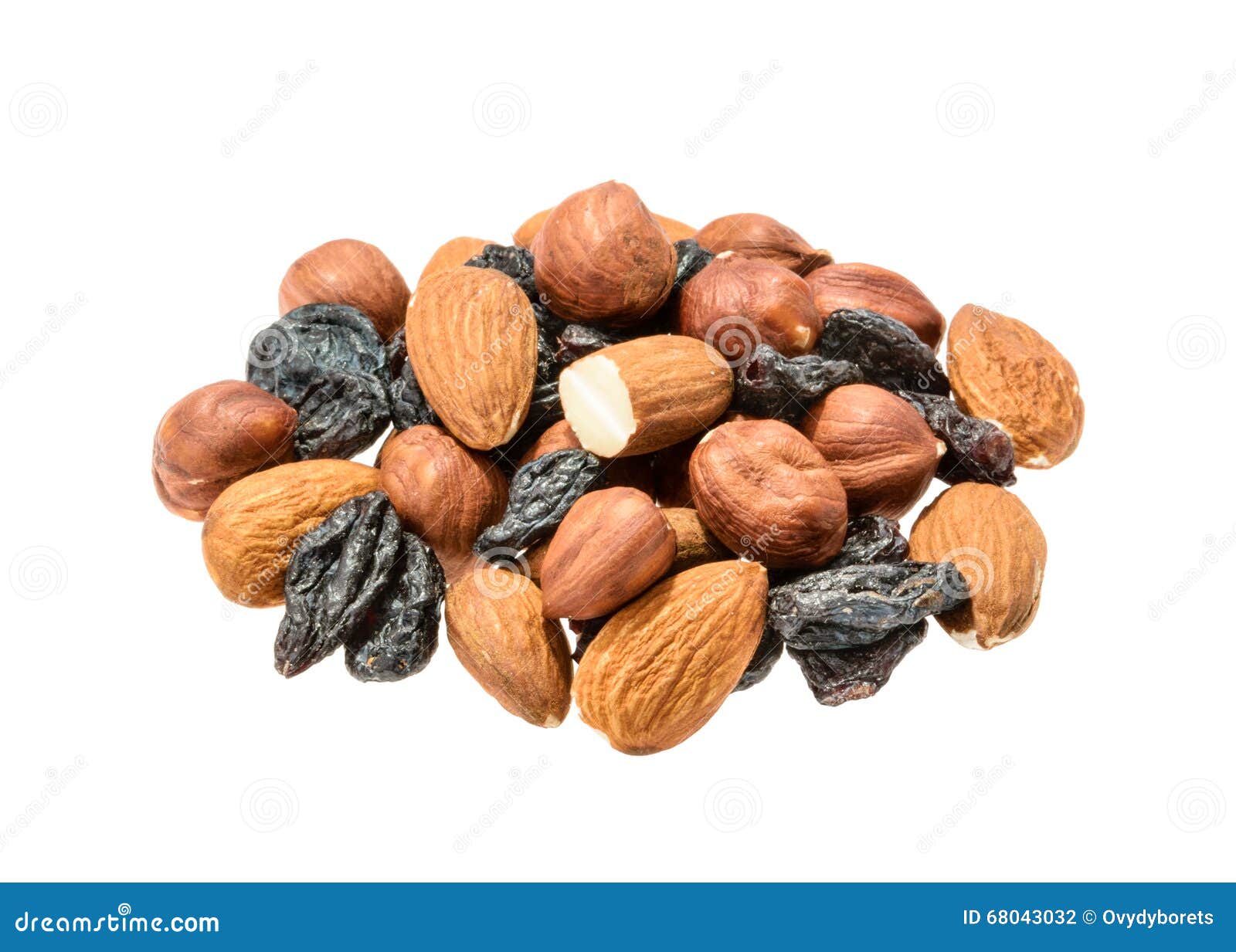 Almonds, Hazelnut and Raisins Isolated. without Shadow Stock Photo ...