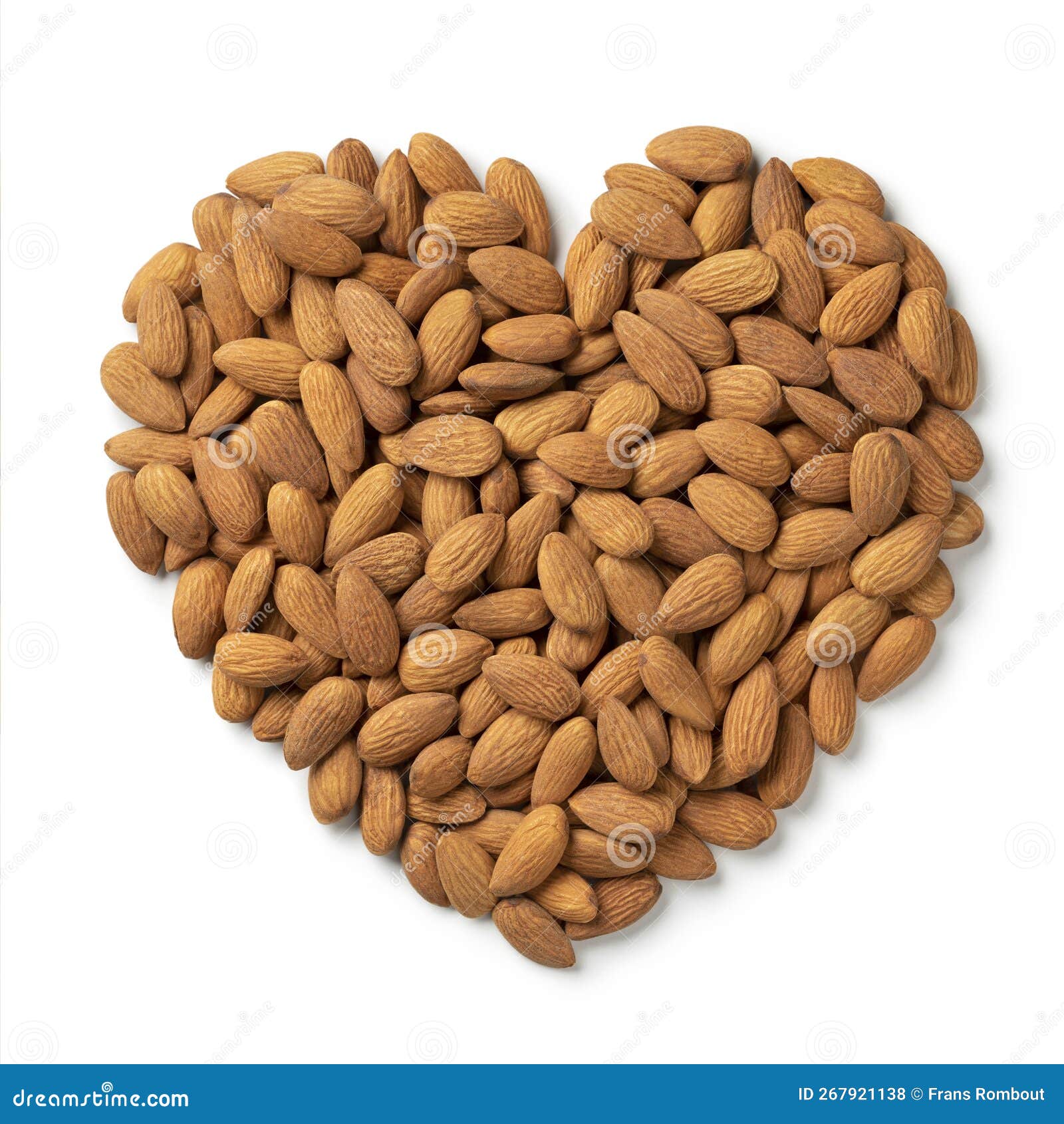 Almonds in Heart Shape Isolated on White Background Stock Photo - Image ...