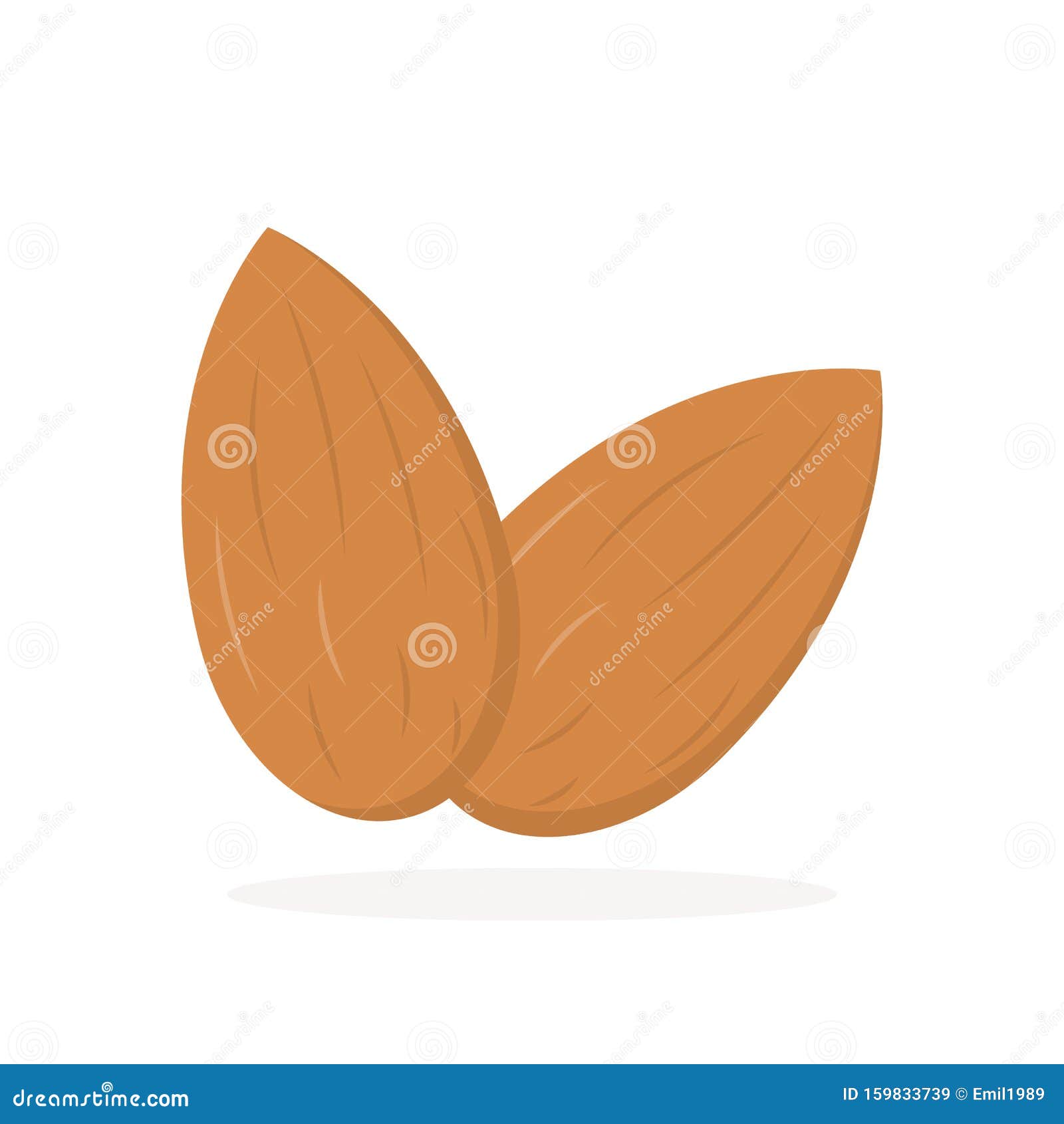 Almonds Icon with Shadow Flat Style Stock Illustration - Illustration ...