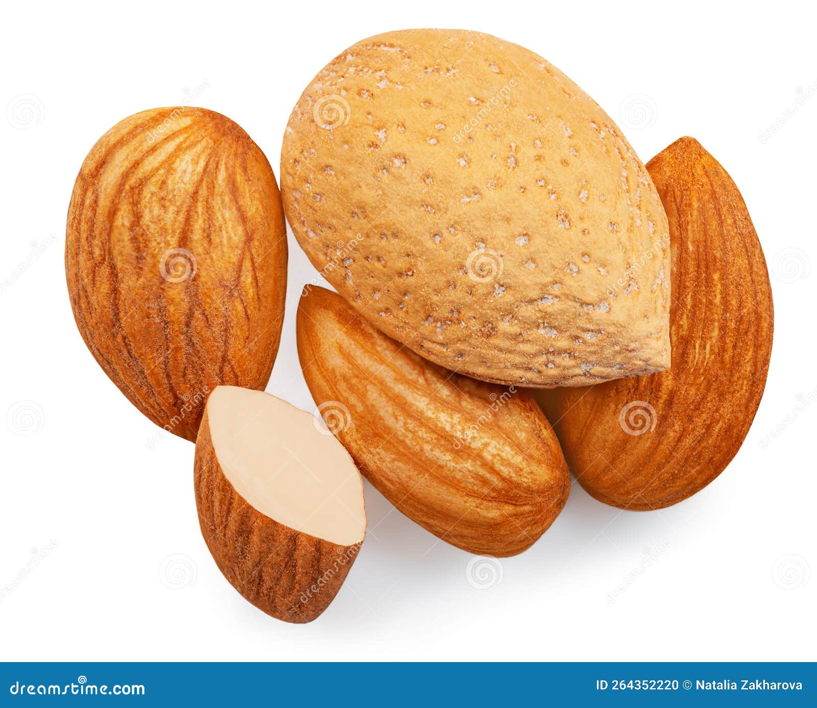 Almonds Isolated on White Background. Almond Nut Raw Pieces Closeup ...