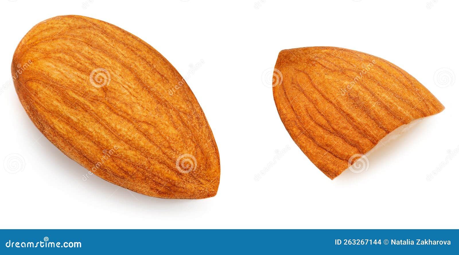 Almonds Isolated on White Background. Almond Nut Raw Pieces Flat Lay ...