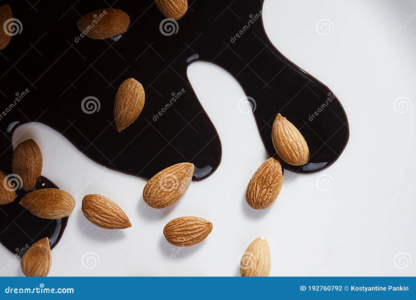 Almonds and Melted Chocolate Stock Photo - Image of sweet, melt: 192760792