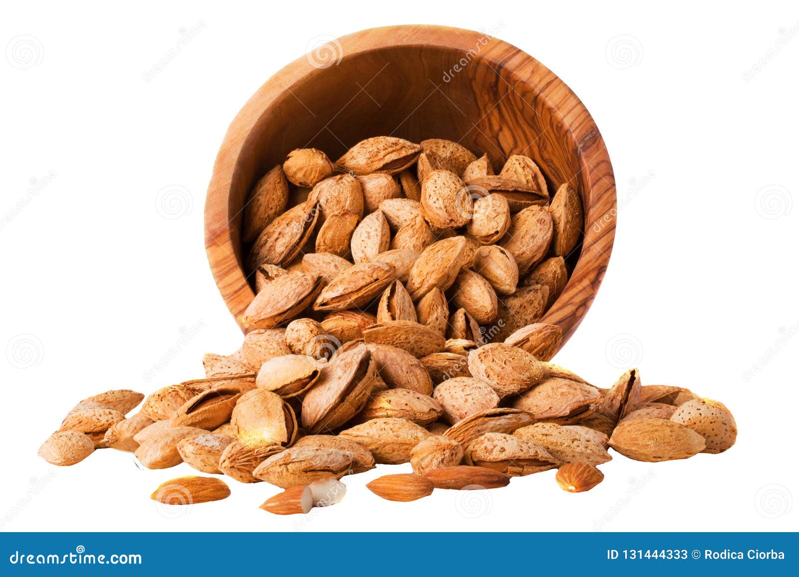 Almonds Nuts with Shell in Bowl Isolated on White Background Stock ...