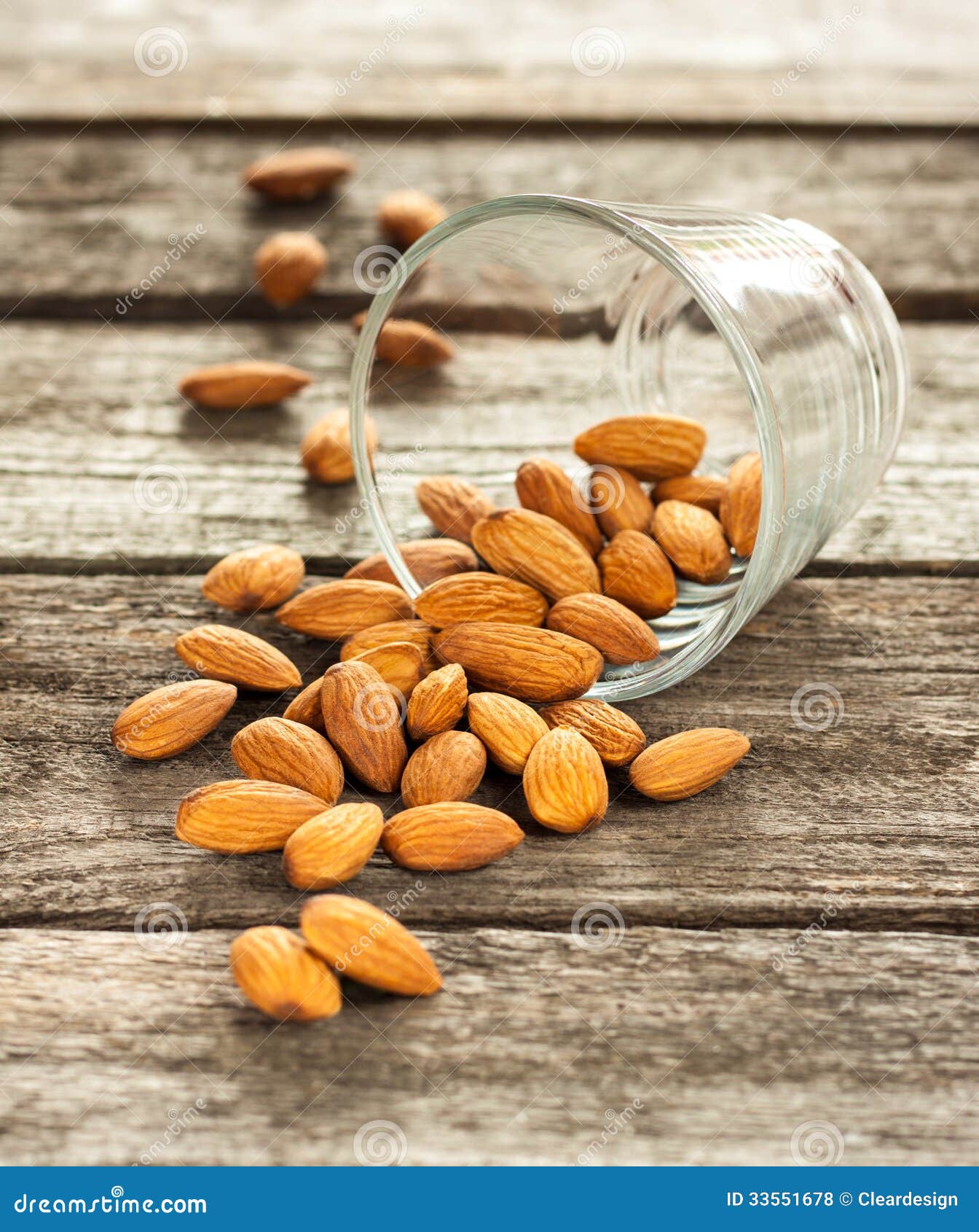 Almonds on an Old Vintage Planked Wood Table Stock Photo - Image of ...