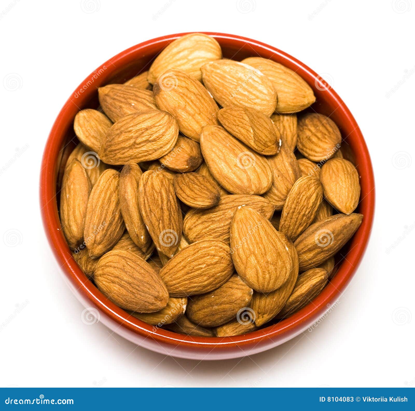 Almonds in red dish stock image. Image of isolated, foodstuff - 8104083