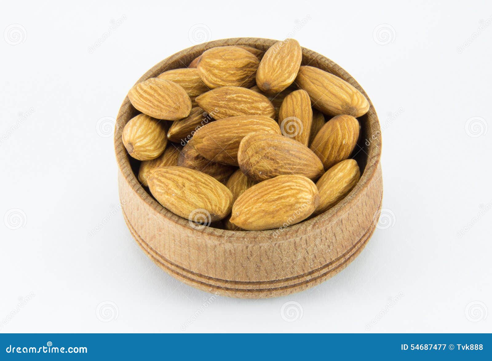 Almonds in a Round Wooden Form Stock Image - Image of health, shape ...