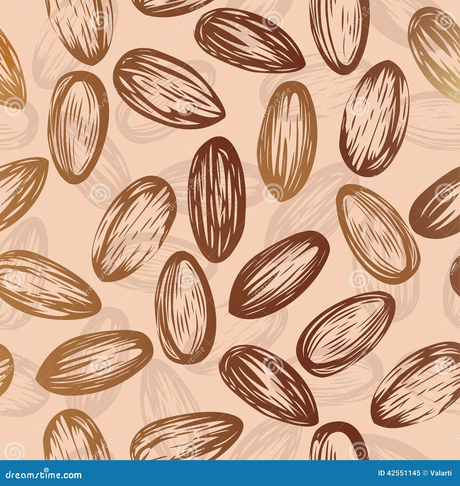 Almonds Seamless Vector Background Stock Vector - Illustration of ...